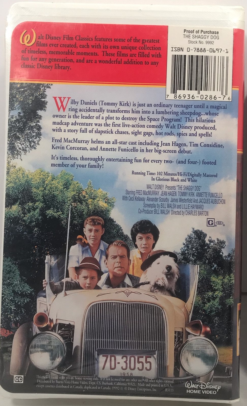 Vintage Walt Disney the Shaggy Dog VHS Movie Tape 1996 Near Mint ...