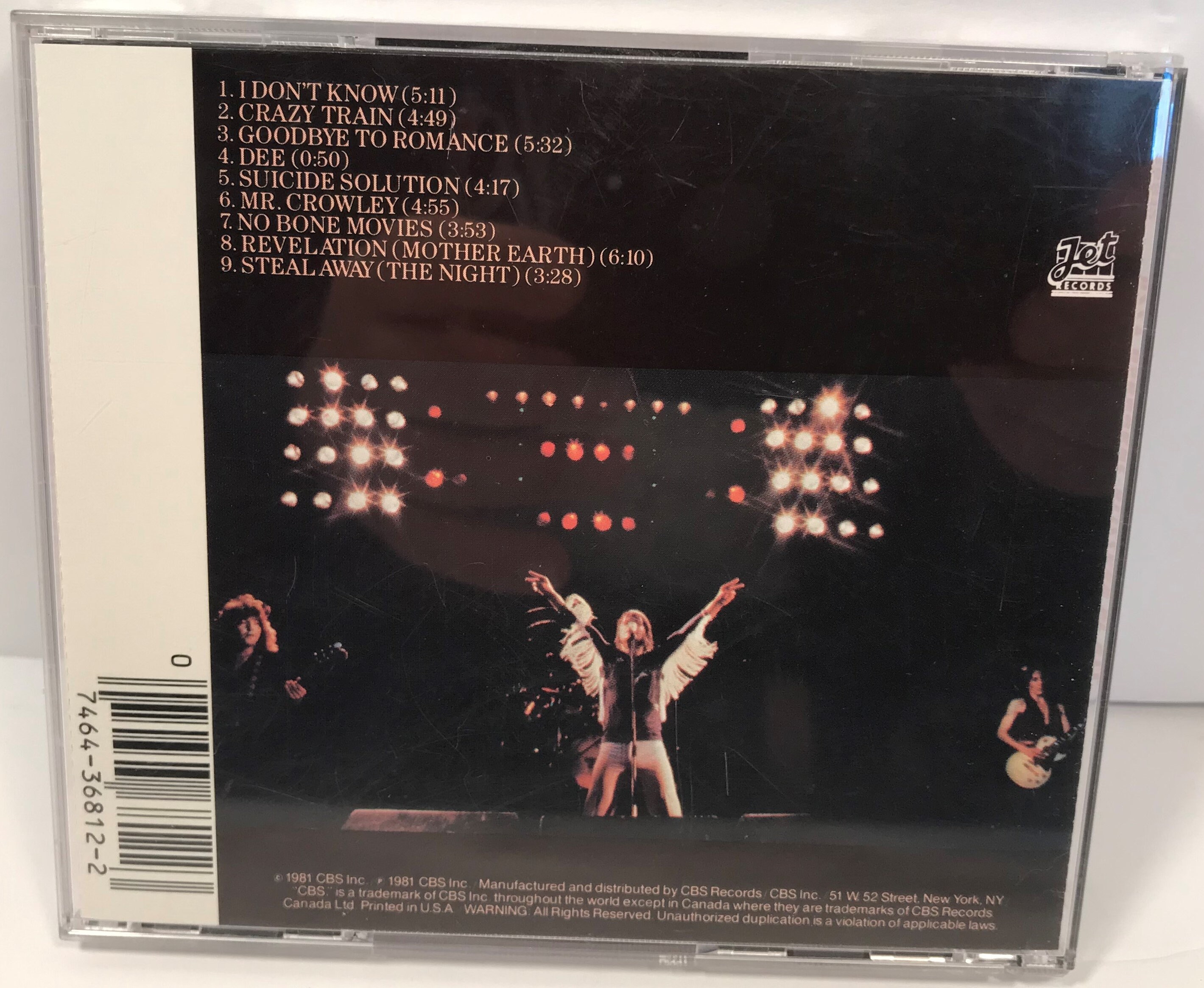 Vintage Ozzy Osbourne Blizzard of Ozz Early US Issue CD Jet Label ZK ...