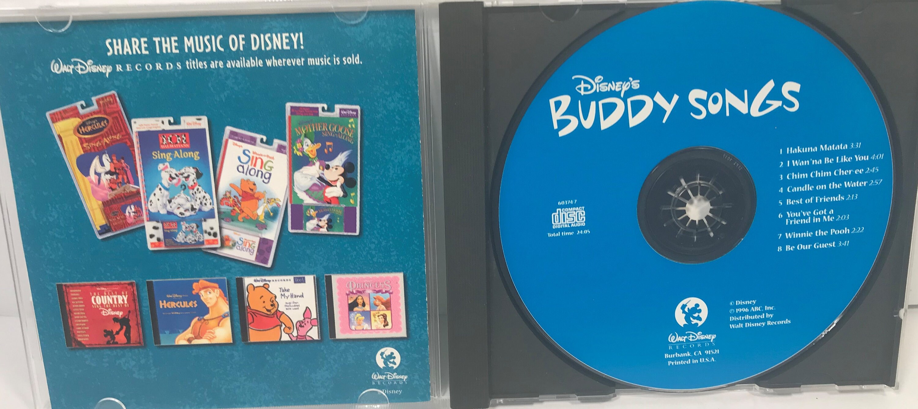 Vintage Walt Disney Records Buddy Songs Volume 1 Mcdonald's Branded ...