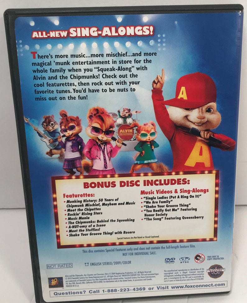 Alvin and the Chipmunks the Squeak Along Music DVD 20th Century Fox ...