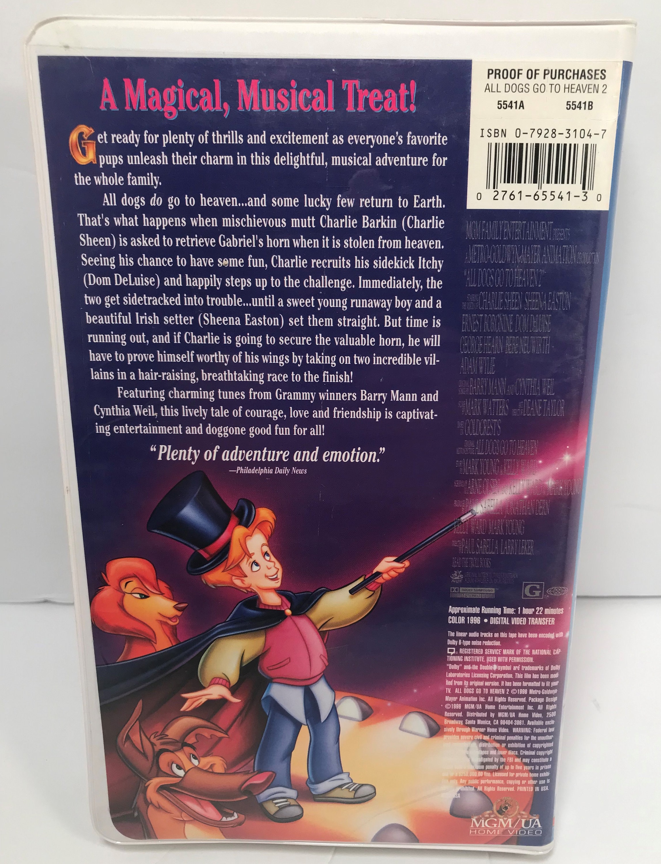 Vintage All Dogs Go to Heaven 2 VHS MGM Home Video 1996 Excellent ...