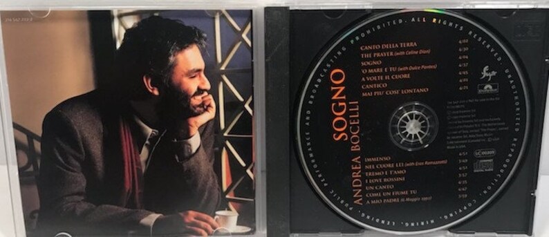 Vintage Andrea Bocelli Sogno First Pressing CD Polydor Records Near ...