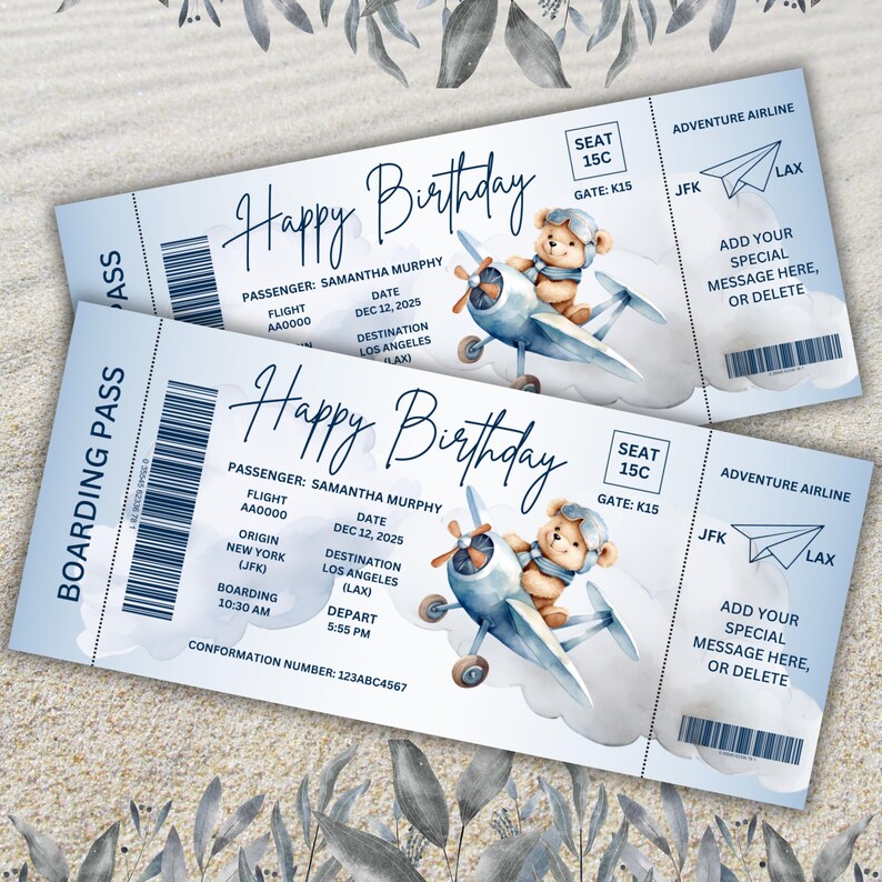 EDITABLE Boarding Pass Ticket Invitation Template, Printable Travel ...