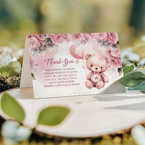 Editable Thank You Card Template Printable Pink Baby Shower Note Mobile ...