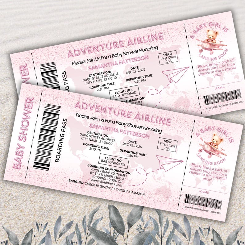 Editable Boarding Pass Template Printable Baby Shower Invitation Diaper ...
