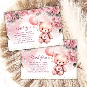 Editable Thank You Card Template Printable Pink Baby Shower Note Mobile ...