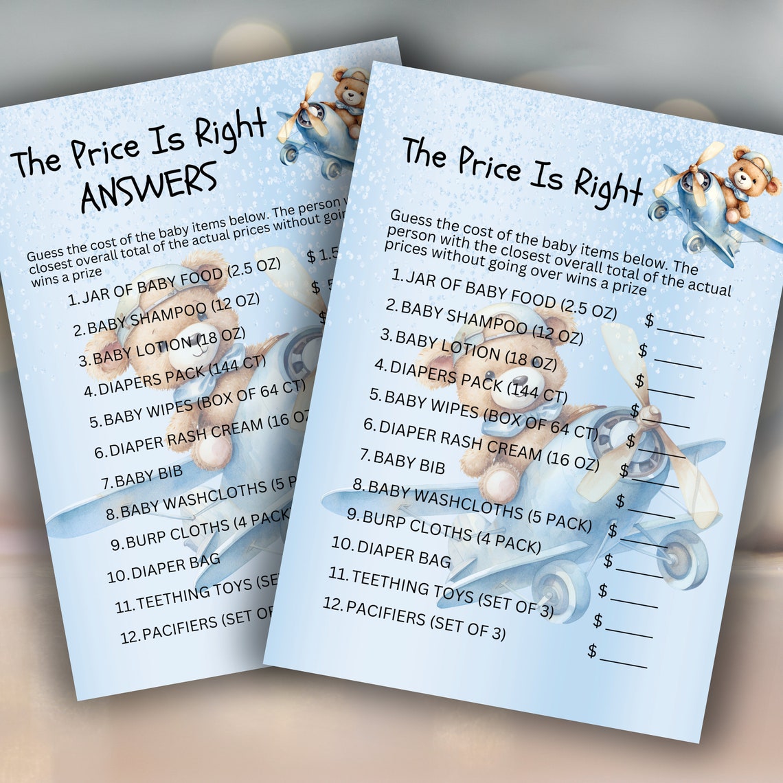 The Price is Right Baby Shower Game, Printable Guess the Price Game ...