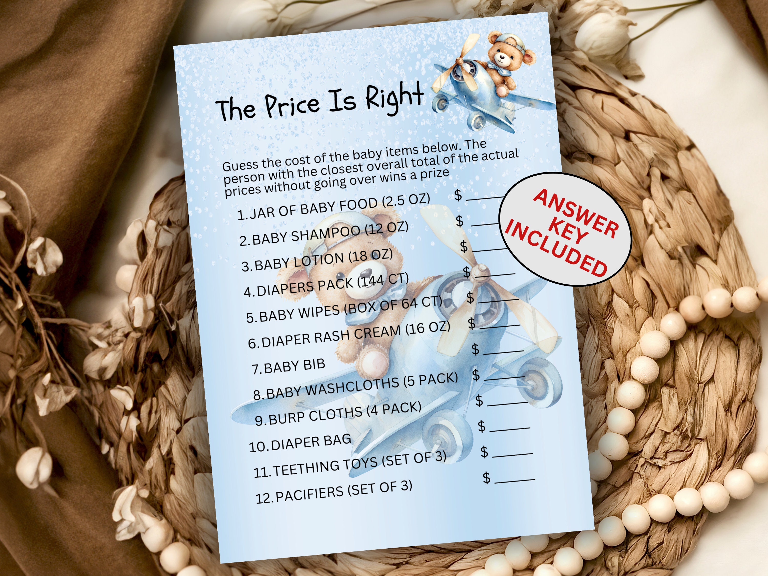 The Price is Right Baby Shower Game, Printable Guess the Price Game ...