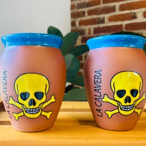 2 Mexican Lottery Cups -the Calavera-day of the Dead- Cantarito Clay ...