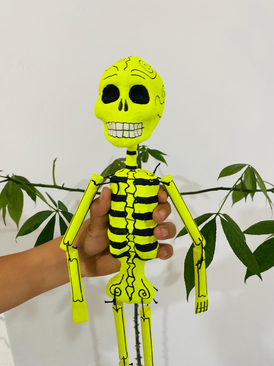 Bright Fluorescent Yellow Mexican Skeleton Made of Cardboard WHOLESALE ...