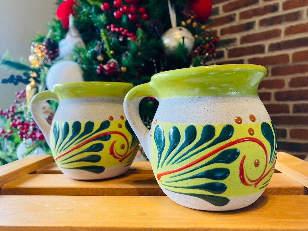 2 JARRITOS Mexican Clay, Mexican Clay Cup, MEXICAN Cup Hand Painted ...
