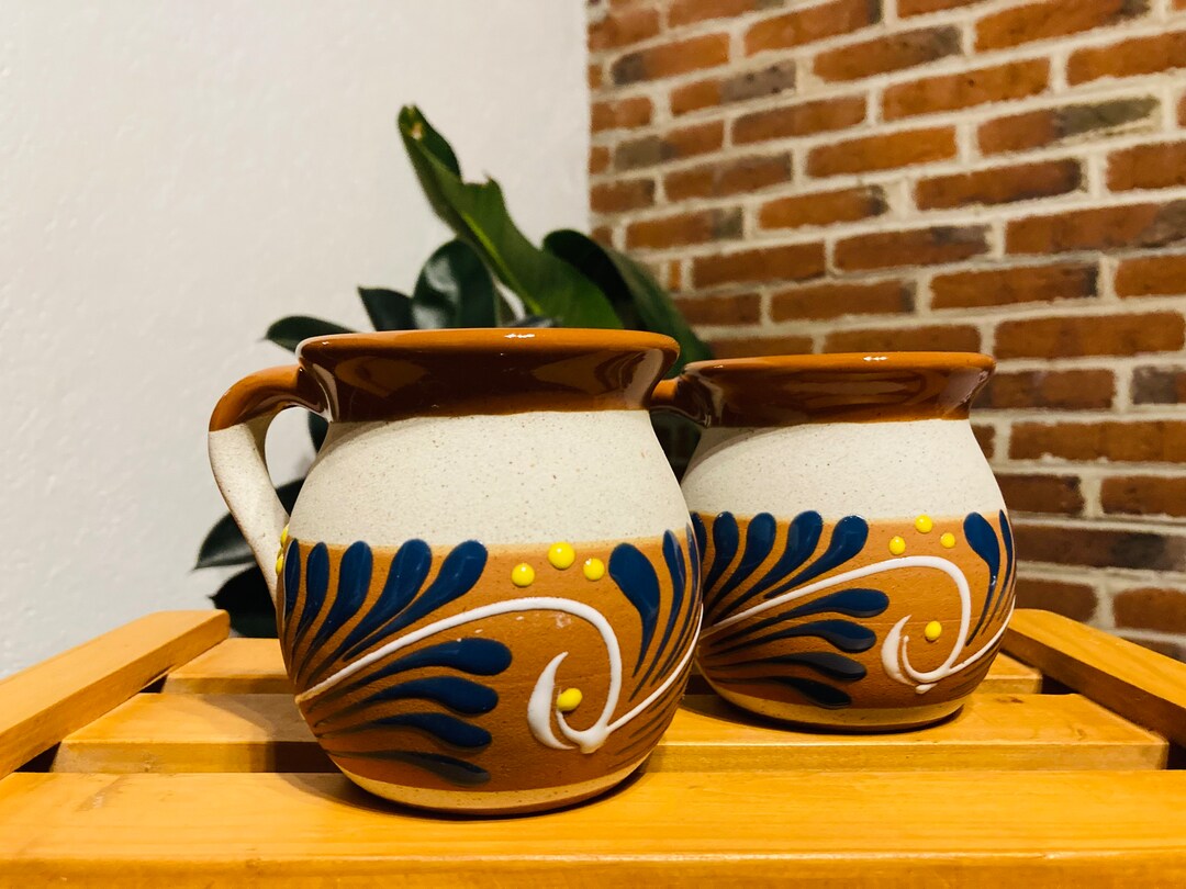 8 JARRITOS Mexican Clay, Mexican Clay Cup, MEXICAN Cup Hand Painted ...