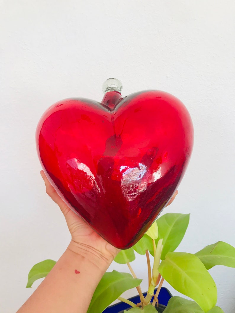 Beautiful GIANT Blown Glass Heart. Made in Mexico! We Combine Shipping ...