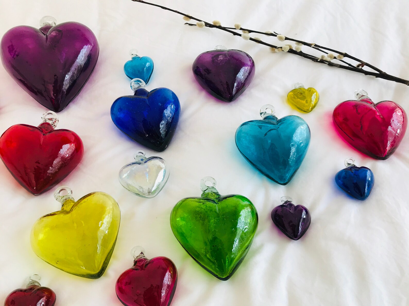 20 Beautiful Blown Glass Hearts. Glass Heart, Blown Glass, Made in ...