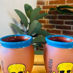 2 Mexican Lottery Cups -the Calavera-day of the Dead- Cantarito Clay ...