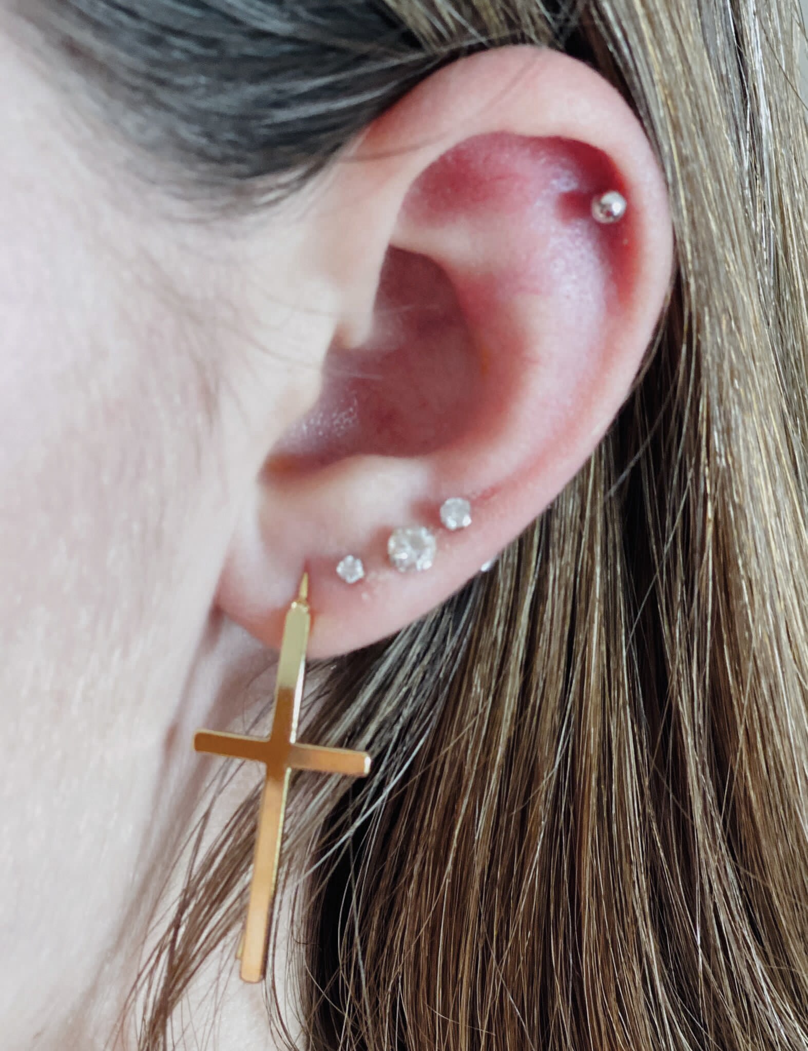 Cross Earrings, Gold Cross Earrings, Catholic Earrings, Gift for Her ...