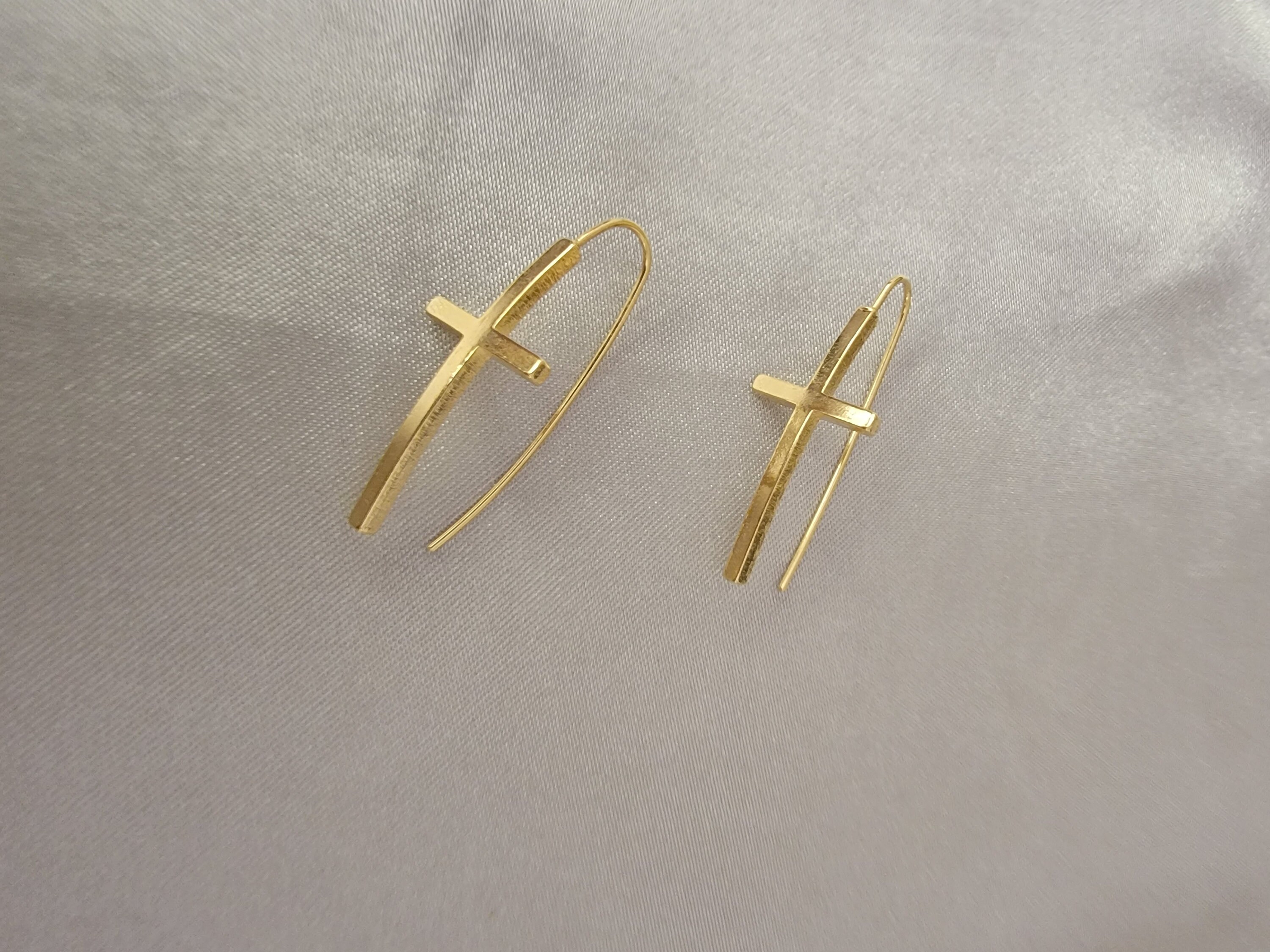 Cross Earrings, Gold Cross Earrings, Catholic Earrings, Gift for Her ...