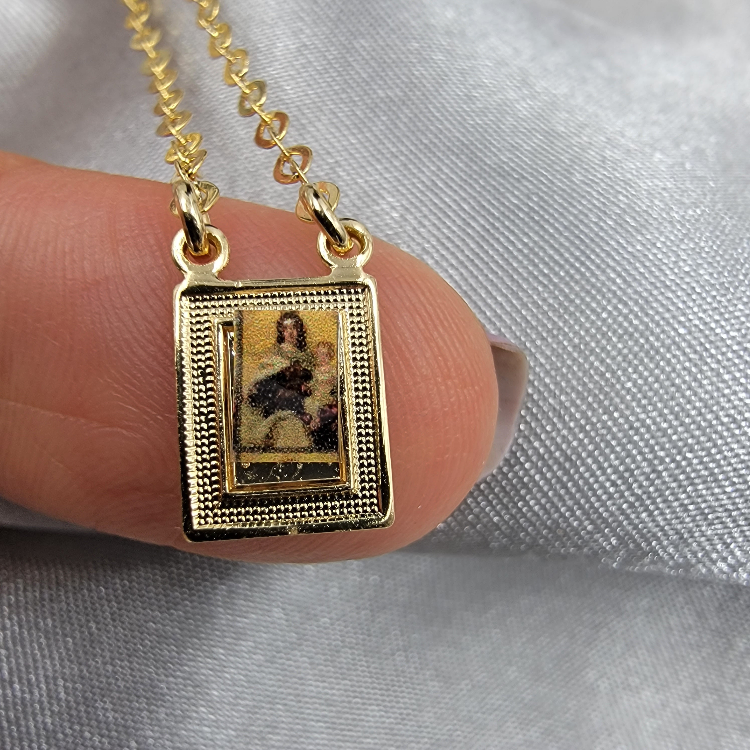 Scapular Necklace 18K Gold Scapular Our Lady of Mount Carmel | Etsy
