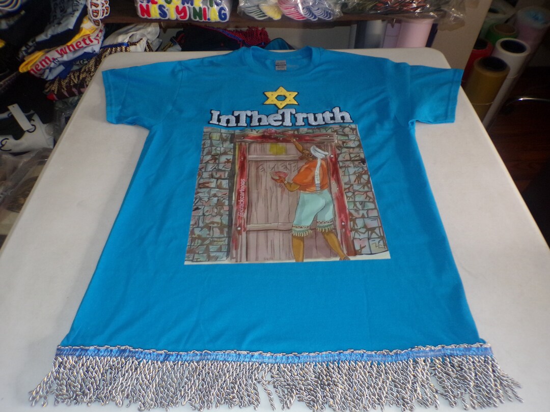 Inthetruth Passover Tropical Blue Tee W/silver Fringes - Etsy
