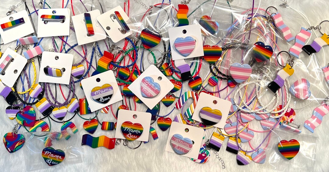 Polymer Clay Dangle Charms in LGBTQ+ Colors on Necklaces, Bracelets ...