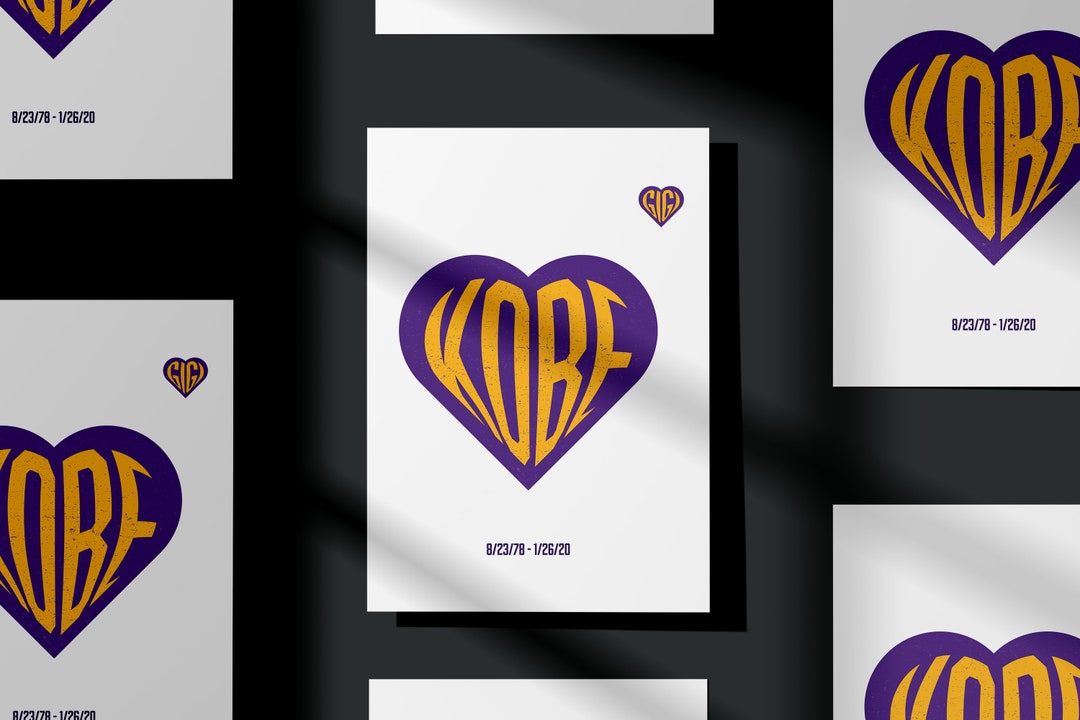Kobe Bryant Heart Poster - Wall Art // Digital Download Print // Wall ...