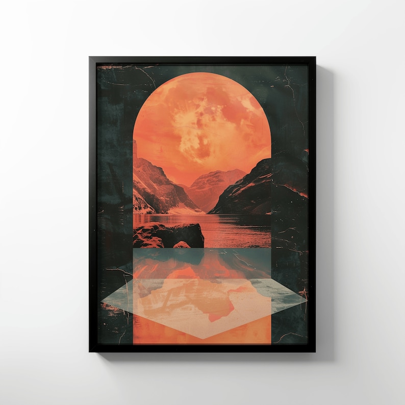Premium Matte Paper Poster - Surreal Collage, Nature, Mountains, Ed ...