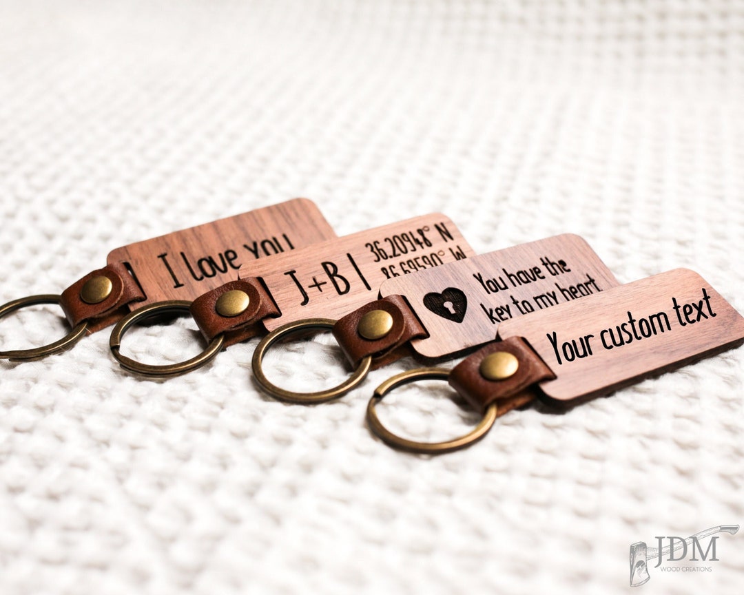 Custom Engraved Keychain | Personalized Wood Keychain | Keyring Gift ...