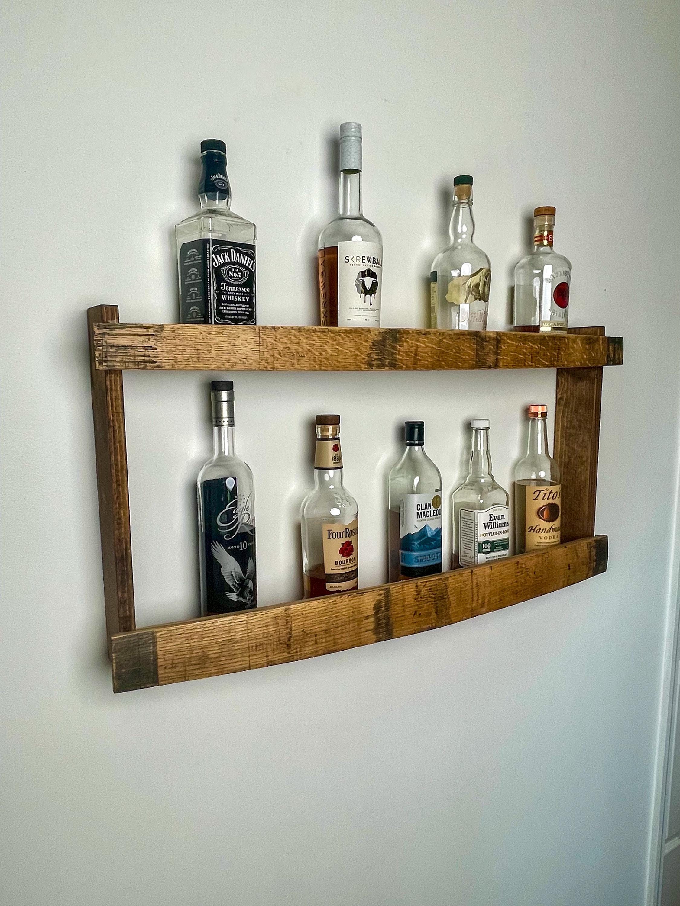 Whiskey Barrel Stave Shelf | Bourbon Barrel Shelf | Rustic Liquor Shelf ...
