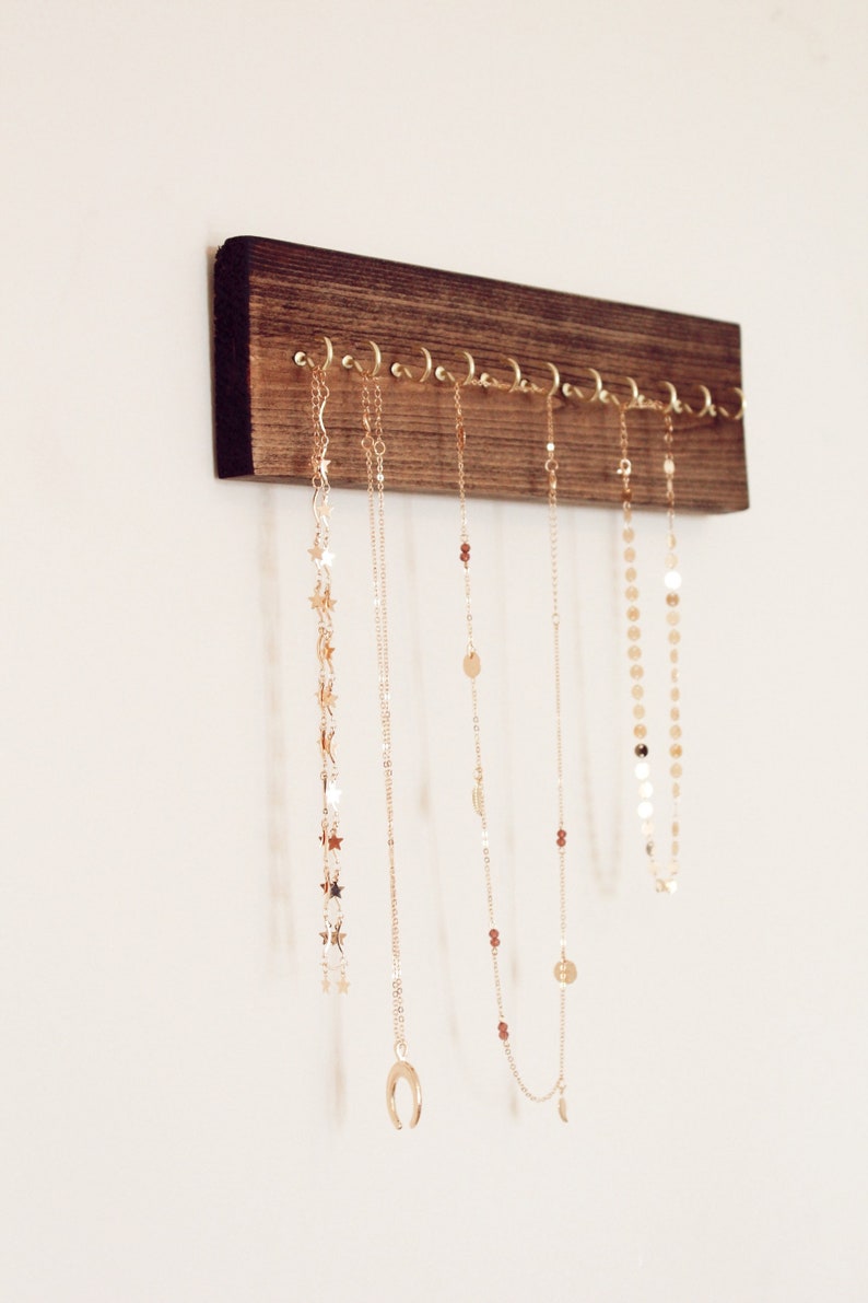 Wall Necklace Holder Hanging Jewelry Organizer Wood - Etsy