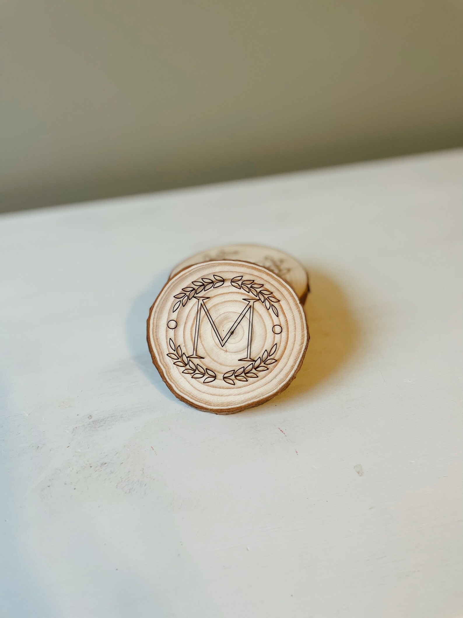 Personalized Initial Coasters Wood Slice Coaster Engraved - Etsy