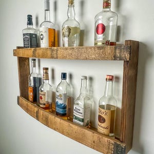 Whiskey Barrel Stave Shelf | Bourbon Barrel Shelf | Rustic Liquor Shelf ...