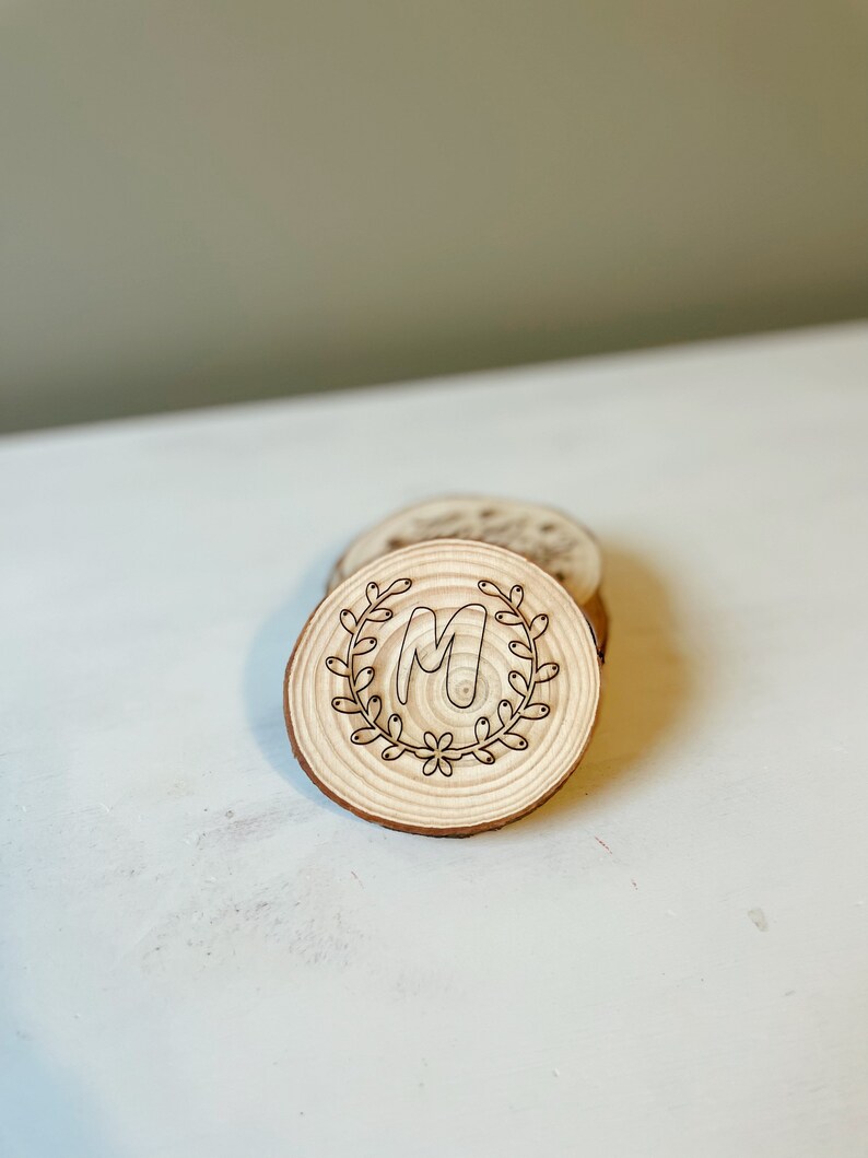 Personalized Initial Coasters Wood Slice Coaster Engraved | Etsy