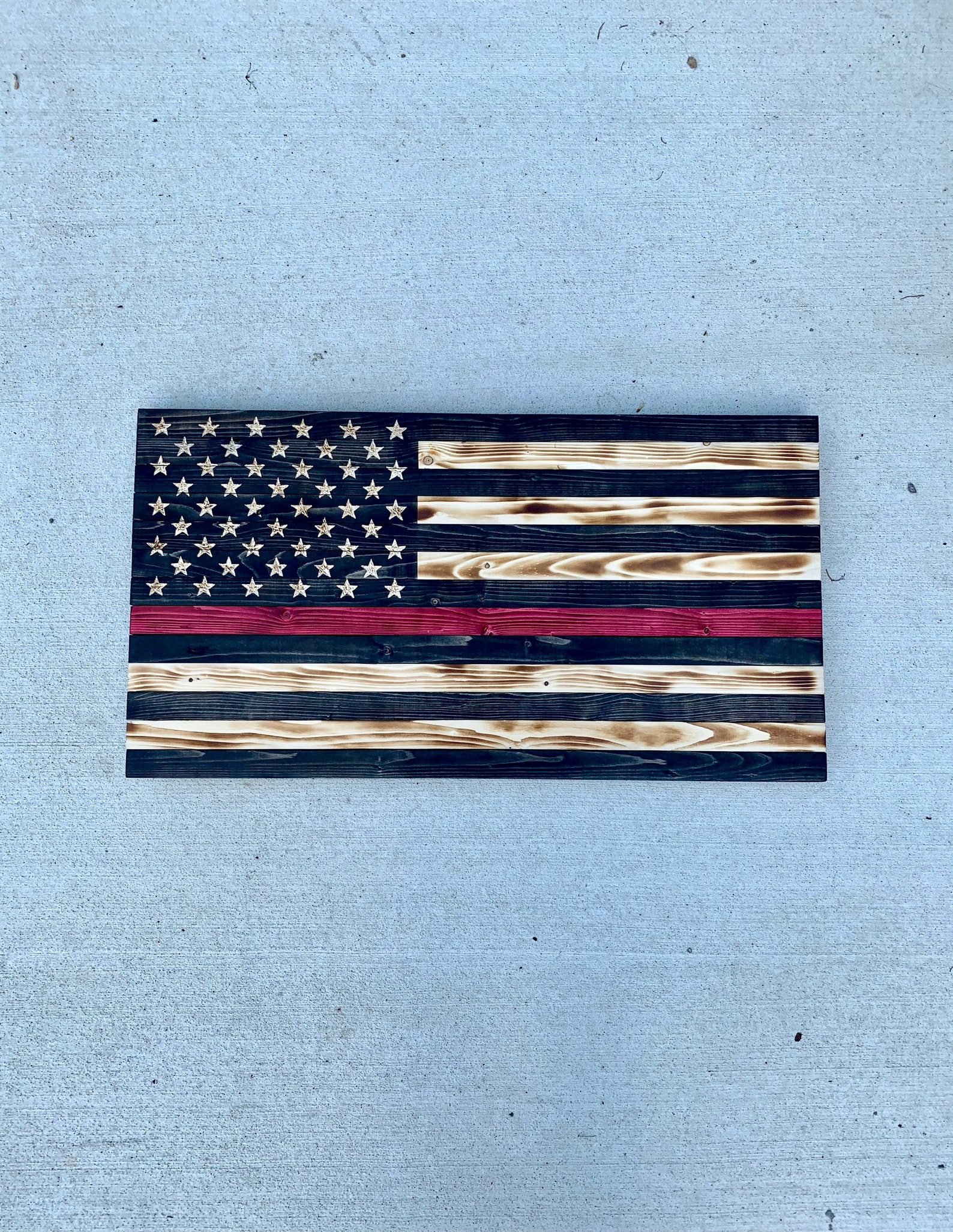 Personalized Thin Red Line Wood Flag | Firefighter Flag | {36"x19 ...