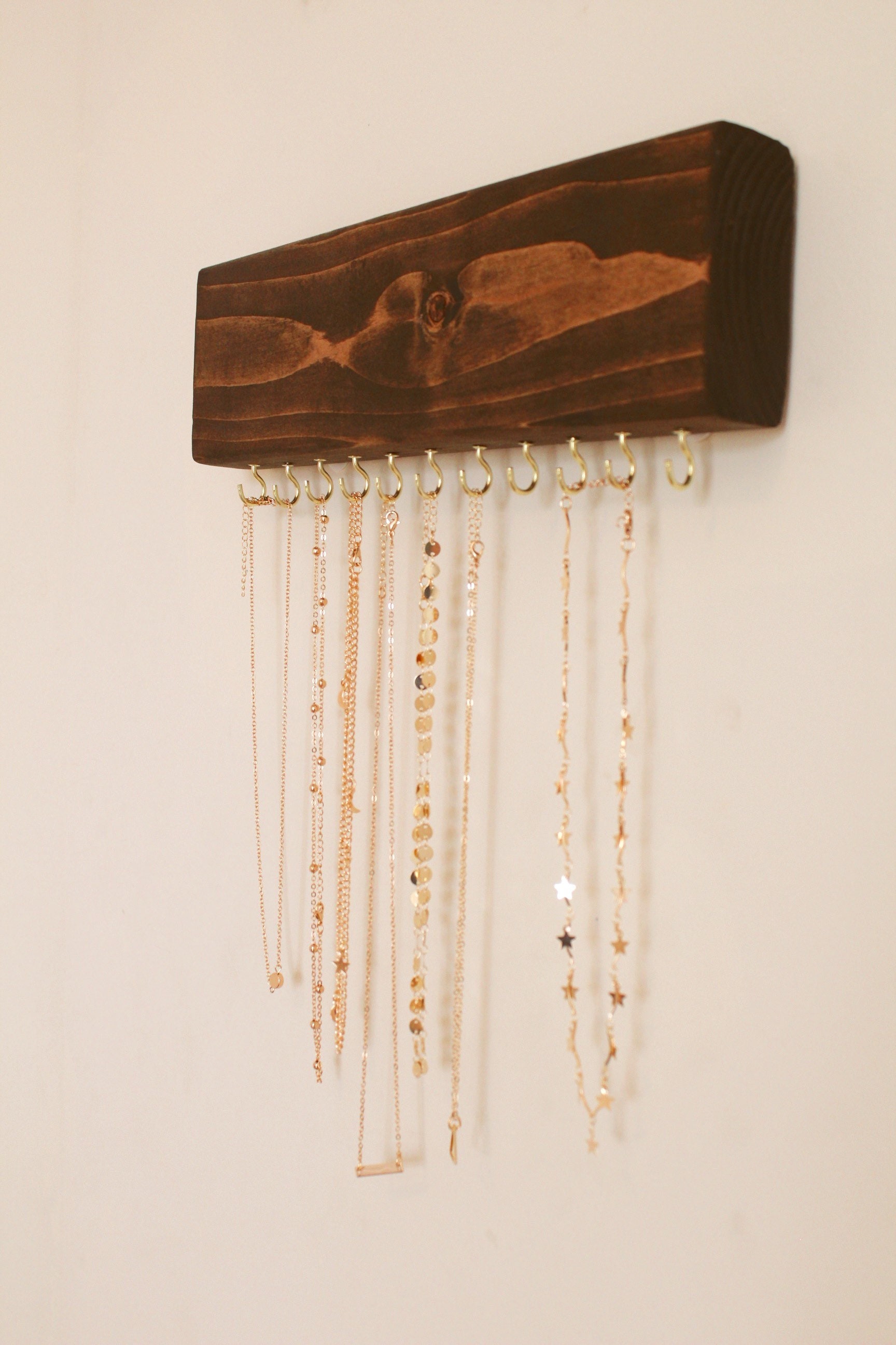 Wood Necklace Holder Hanging Jewelry Organizer Wall - Etsy