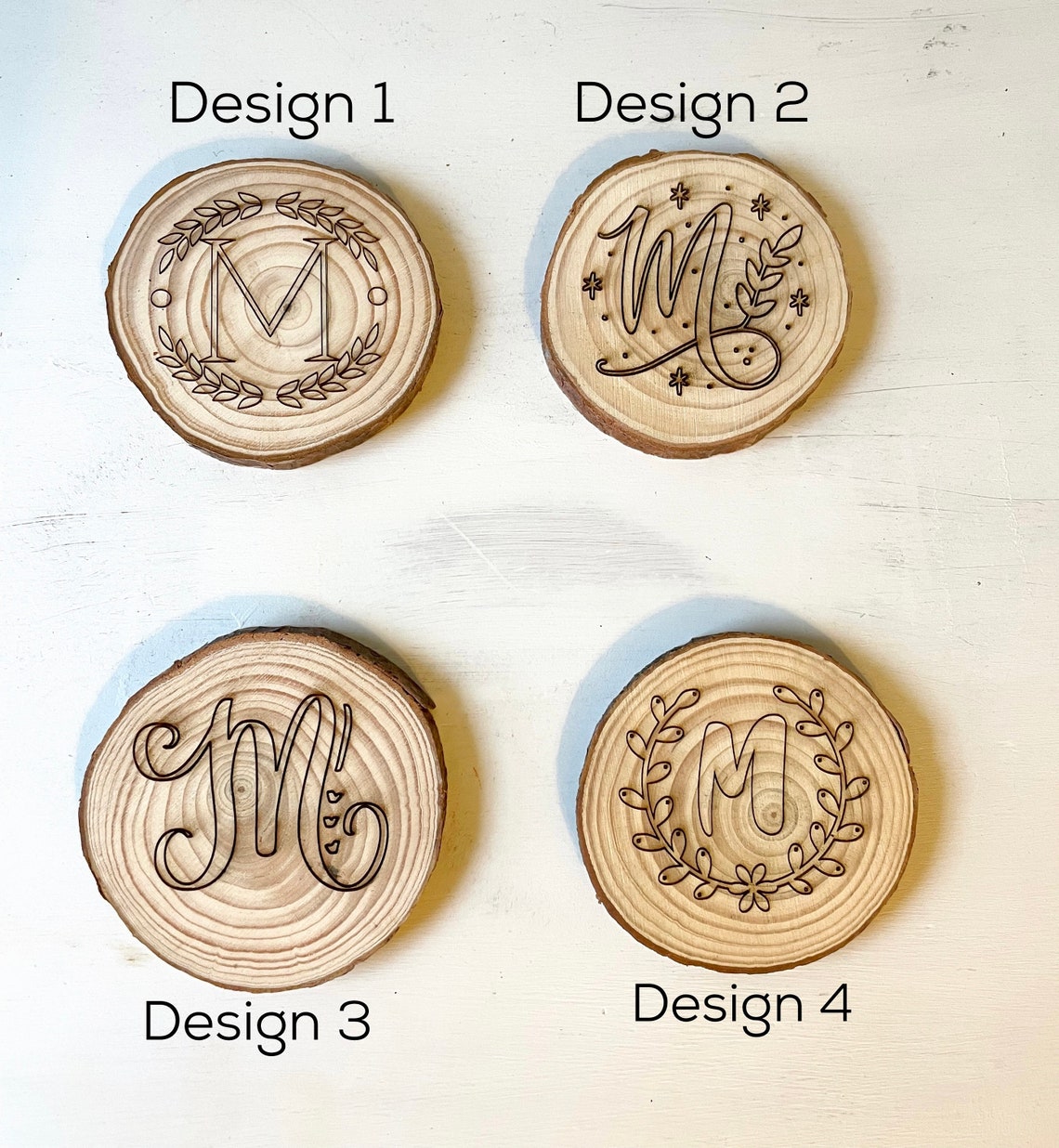 Personalized Initial Coasters Wood Slice Coaster Engraved - Etsy