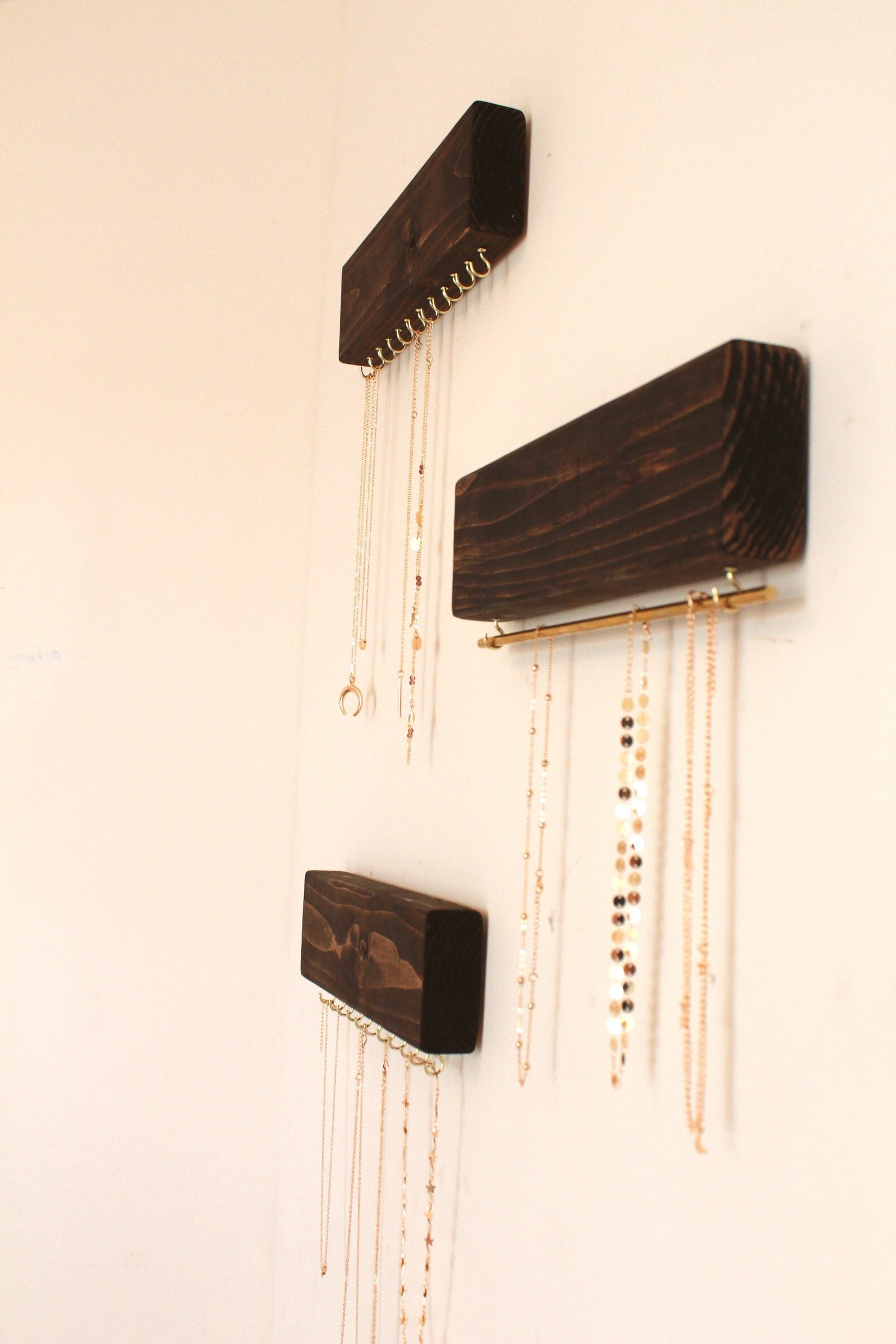 Wood Jewelry Hanger [set of 3] | | Necklace Holder | Hanging Jewelry ...