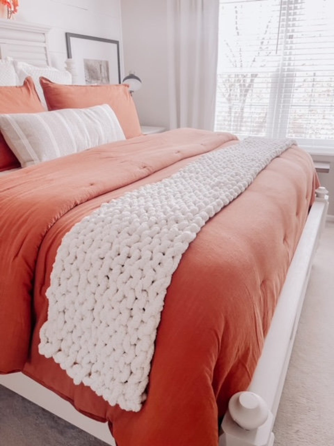 Handmade Chunky Knit Bed Runner - Etsy