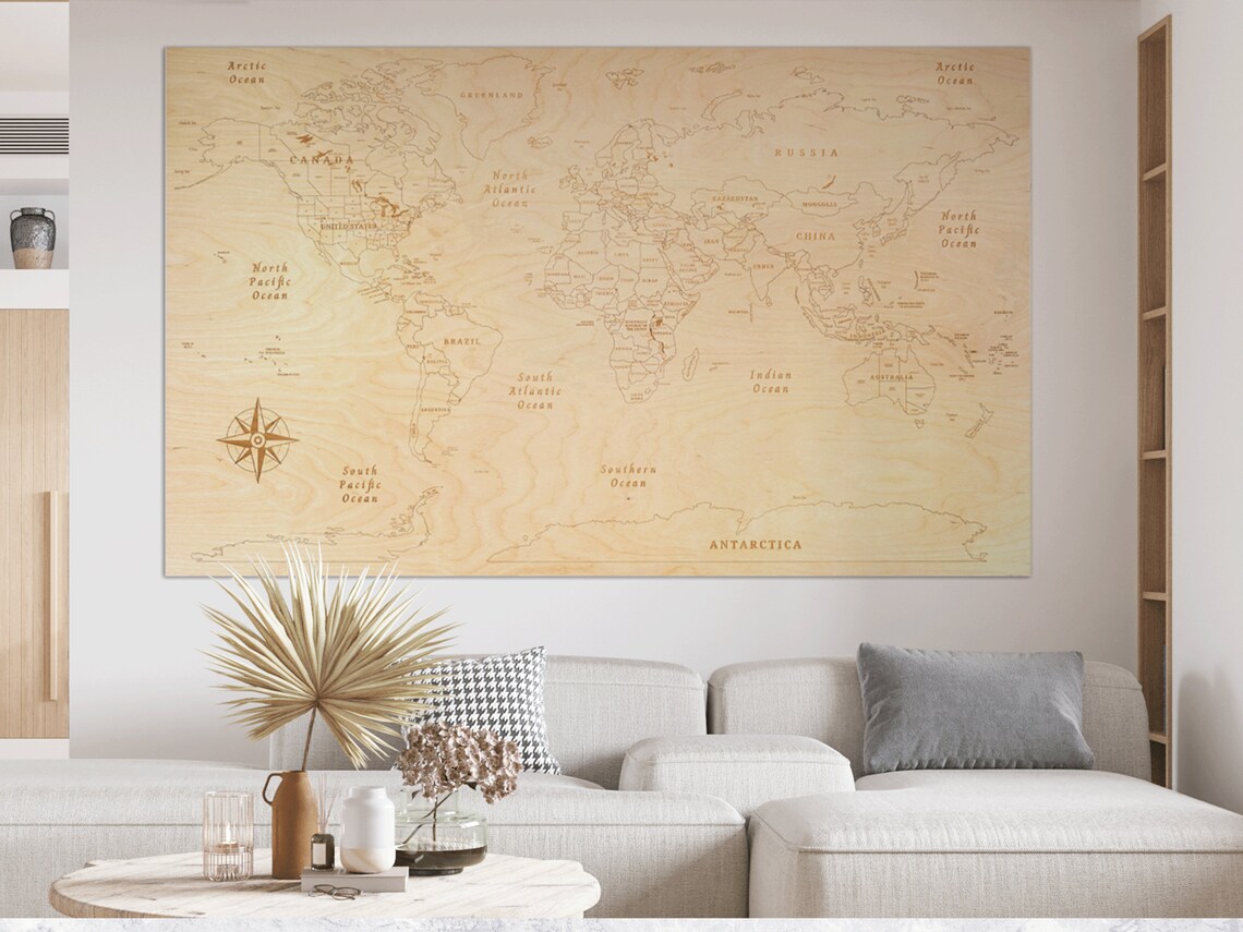 Laser Cut World Map Digital File, World Map Template, SVG World Map ...