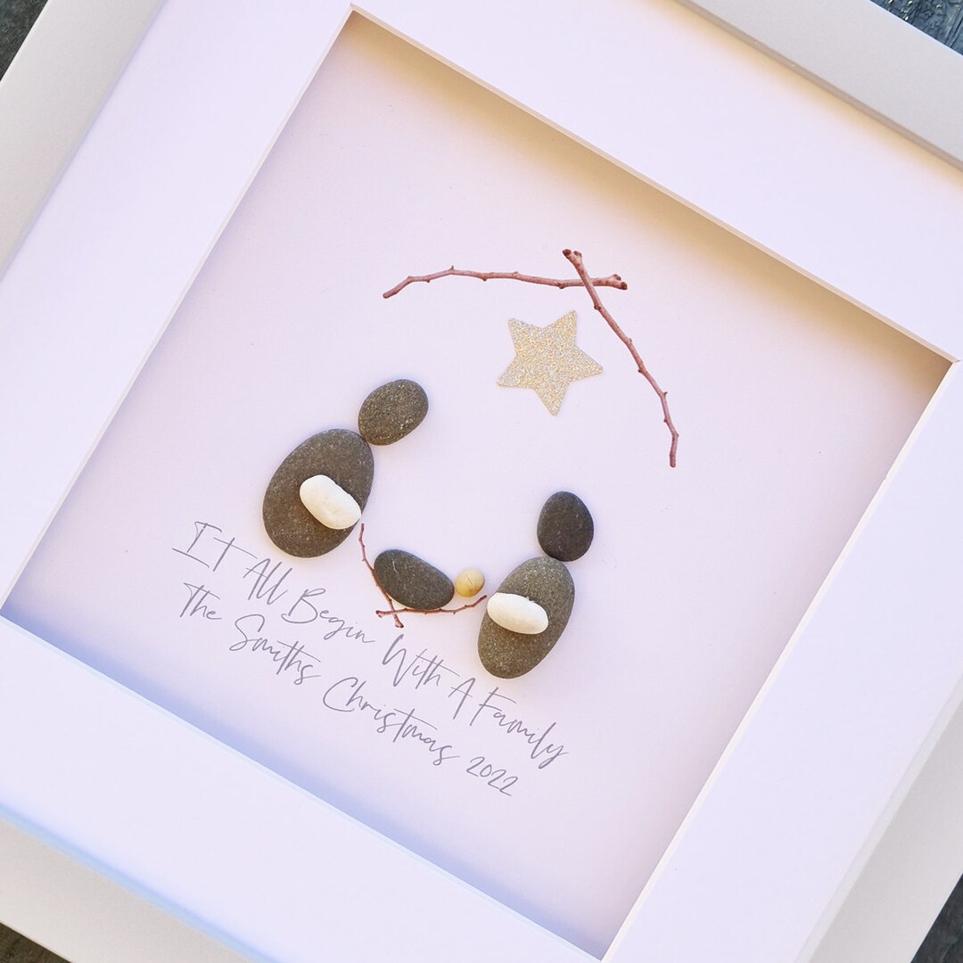 Christmas Nativity Personalised Pebble Art Family Gift - Etsy