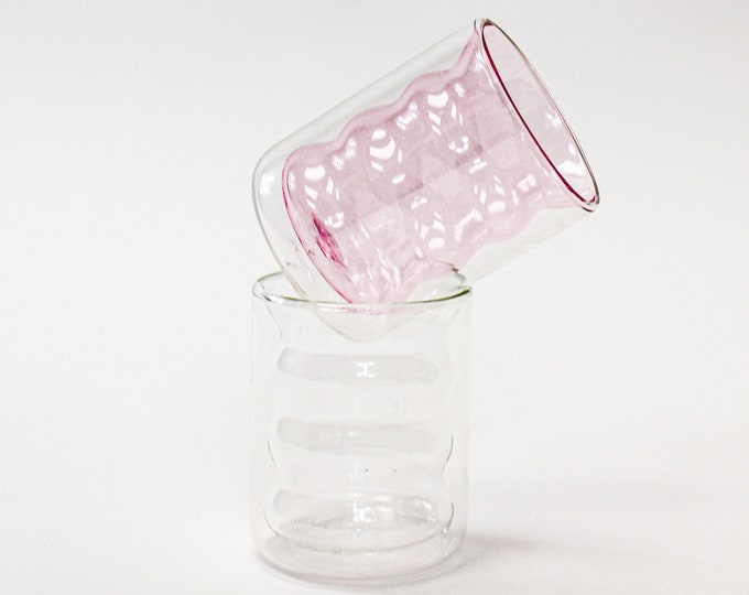 Bubble Cup Mug in Clear or Pink. Ripple Wavy Design. Double Wall ...