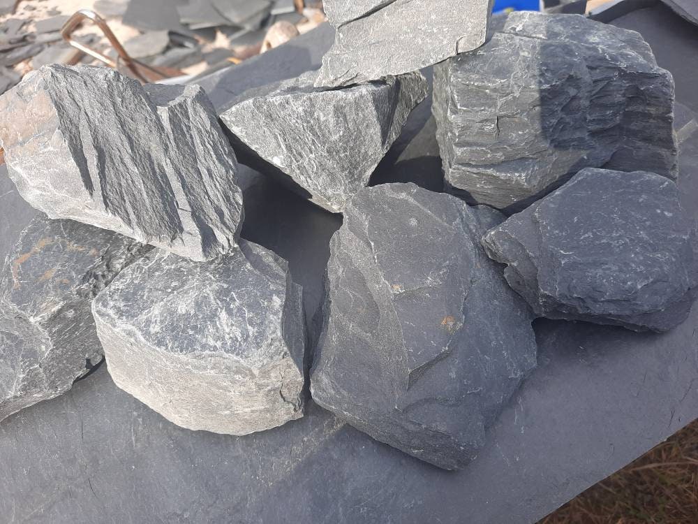 Black Slate 12+ Pounds Natural Stone Blocks, Aquarium and Terrarium ...