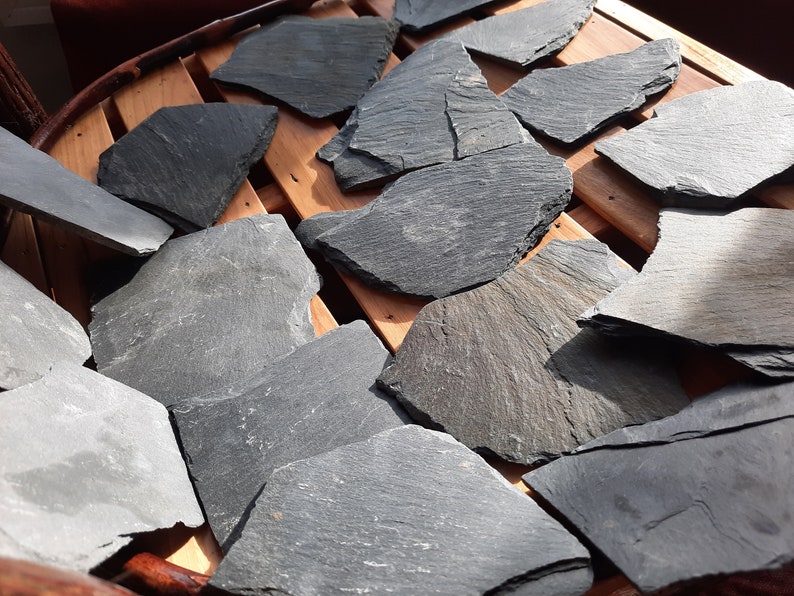 Black Slate 3+ Pounds of THIN MOSAIC STYLE Slate Pieces, Natural Black ...