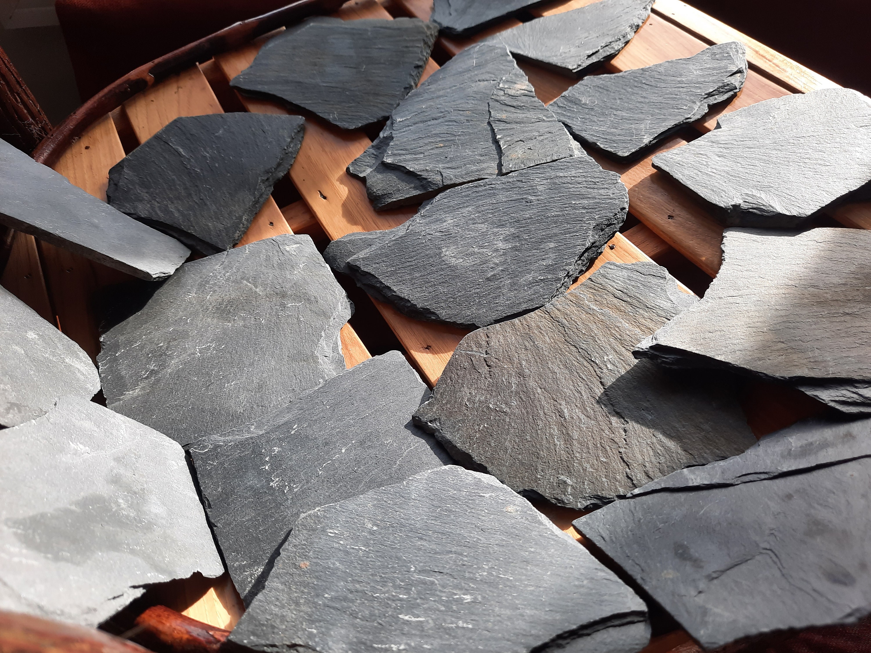 Black Slate 3+ Pounds of THIN MOSAIC STYLE Slate Pieces, Natural Black ...