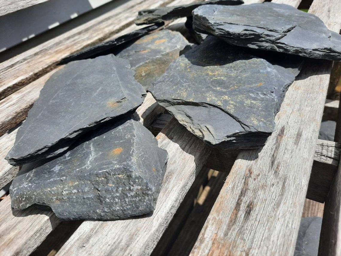 Black Slate Sizes 4 to 6 Inch Natural Stone, Aquarium, Terrarium, and ...