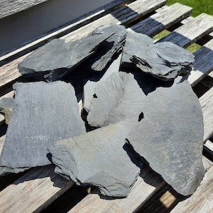 Black Slate 3+ Pounds of 4 to 6 Inch Natural Stone, Reptile Terrarium ...