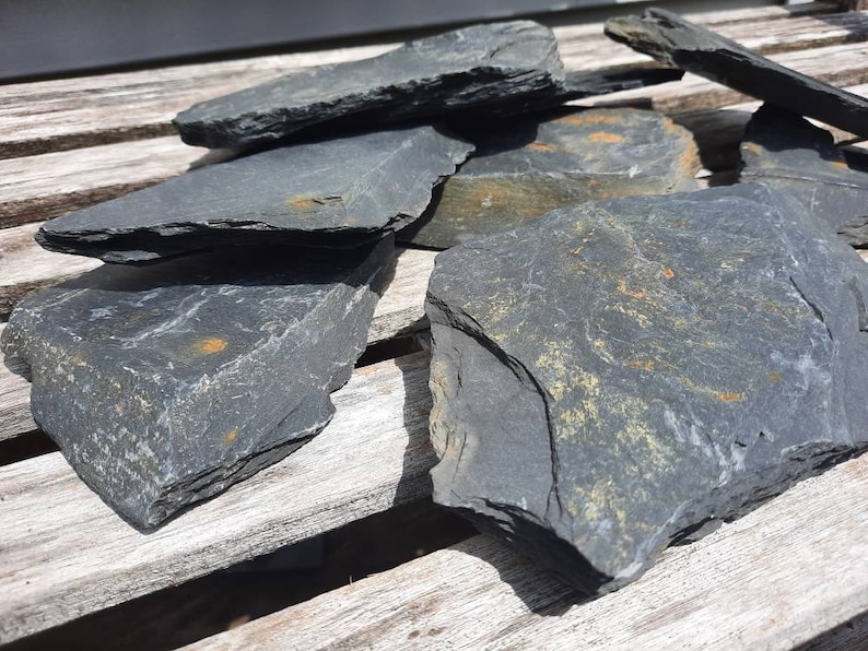 Black Slate Sizes 4 to 6 Inch Natural Stone, Aquarium, Terrarium, and ...