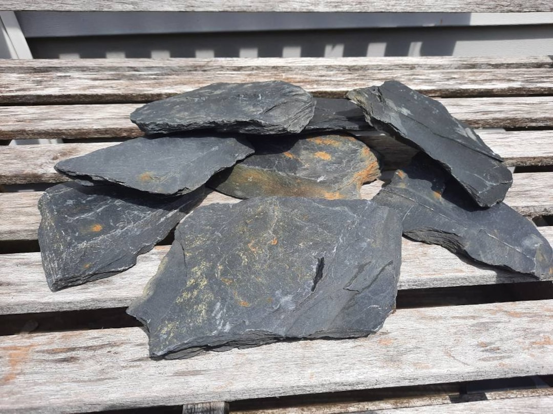 3+ Pounds (small Flat Rate Box) of 6-8 Inch NATURAL BLACK SLATE ...