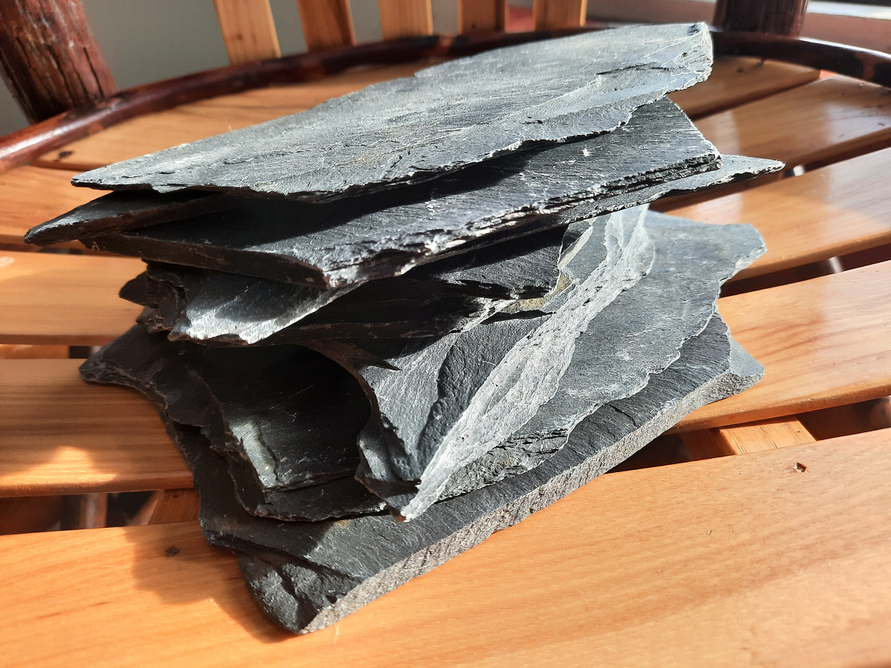 Black Slate 3+ Pounds of THIN MOSAIC STYLE Slate Pieces, Natural Black ...