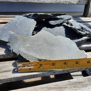 Black Slate 3+ Pounds of 4 to 6 Inch Natural Stone, Reptile Terrarium ...