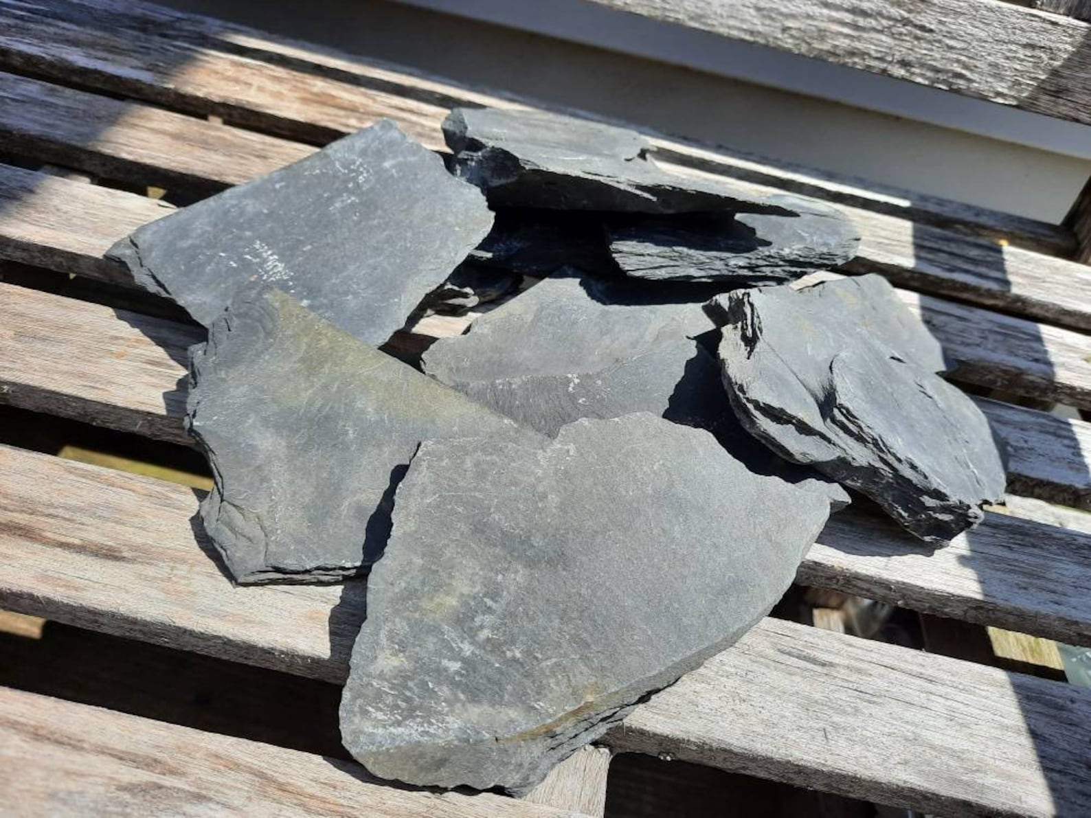 Black Slate 3+ Pounds of 4 to 6 Inch Natural Stone, Reptile Terrarium ...